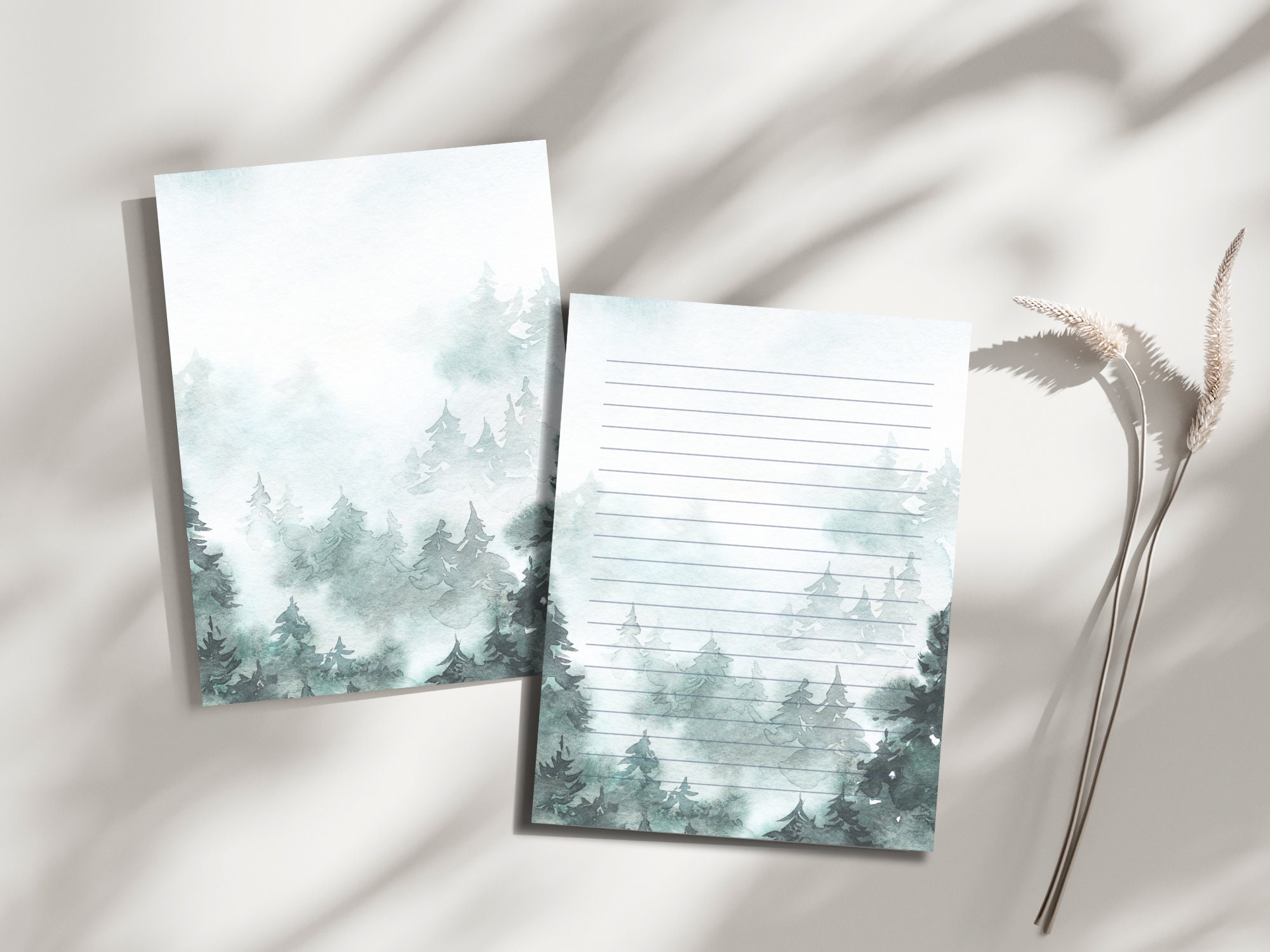 Landscape Printable Note Bundle, Printable Stationery Set, Digital Note ...