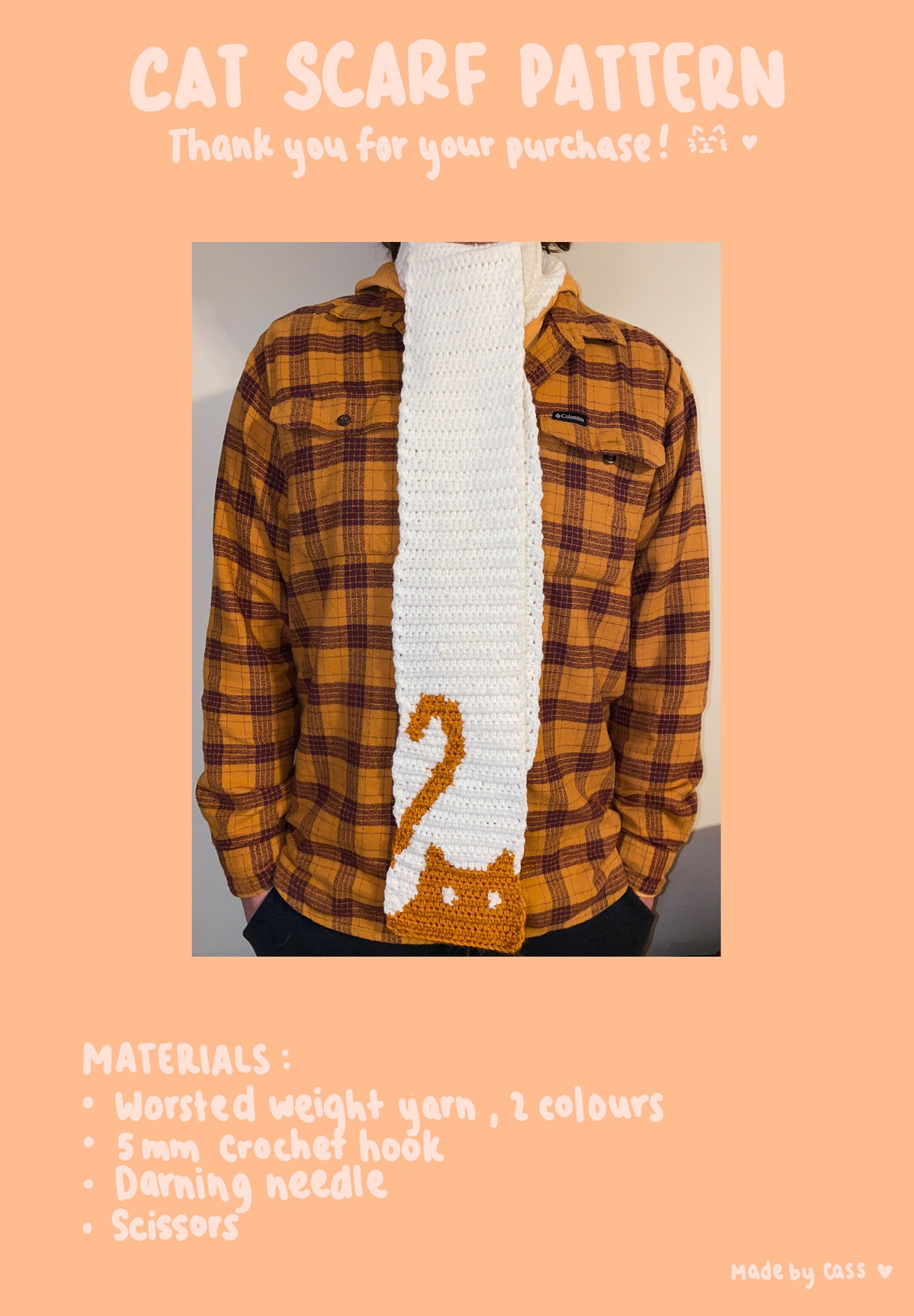CROCHET PATTERN Cat Scarf | Crochet Kitty Scarf | Crochet Scarf ...