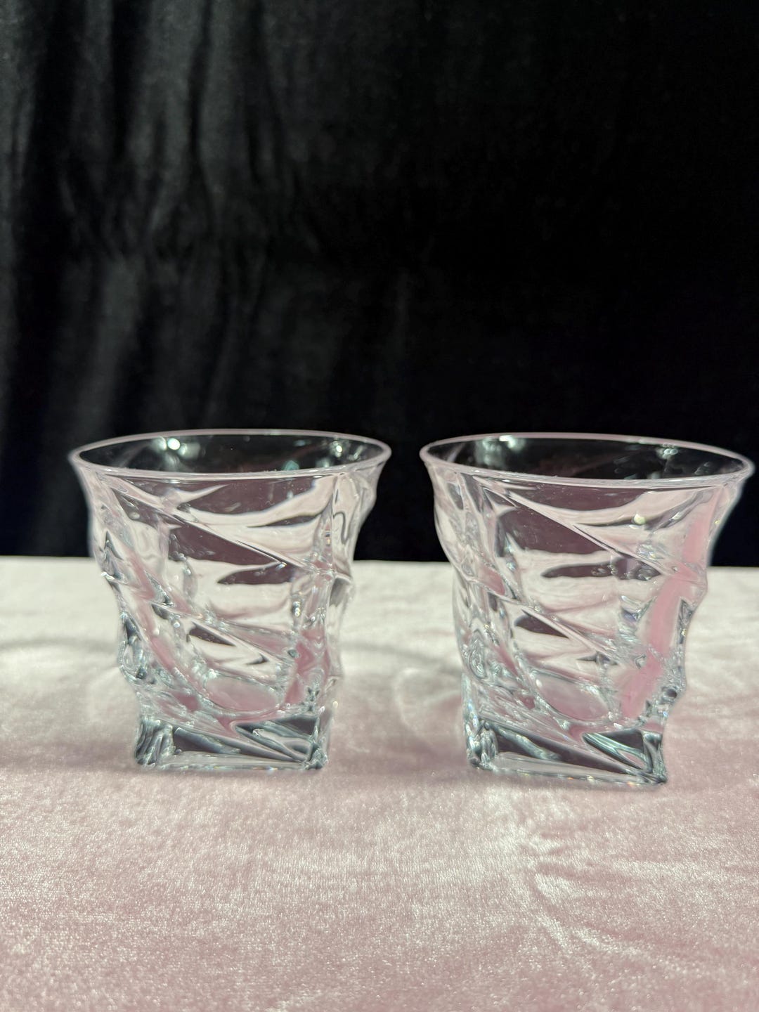 Vintage Crystal Twist Tumblers – Set of Two Sculpted Glasses - Etsy