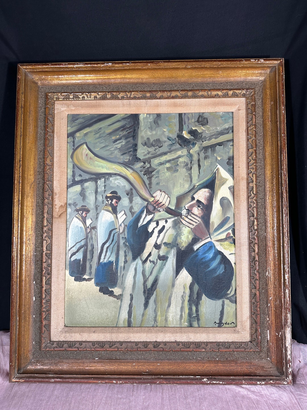 Acrylic Painting of A Rabbi Blowing Shofar in the Western Wall - Etsy