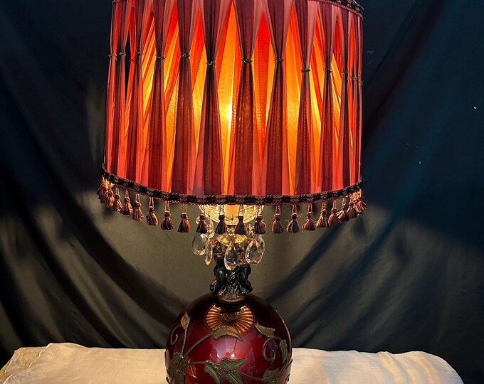 Hollywood Regency Red Lamp With Crystals and Tassels - Etsy