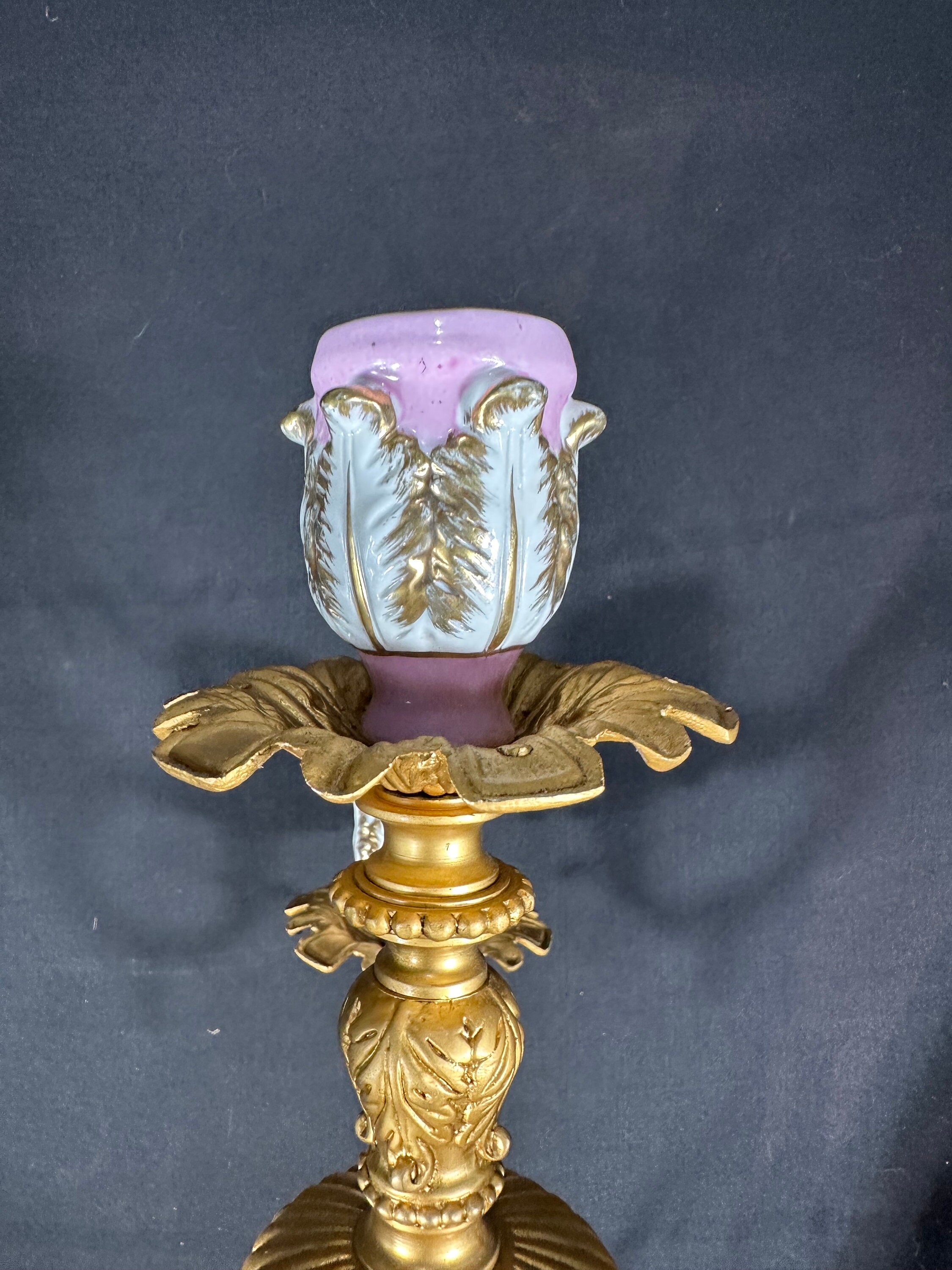 Neoclasical French Porcelain Pink Floral Candelabra - Etsy