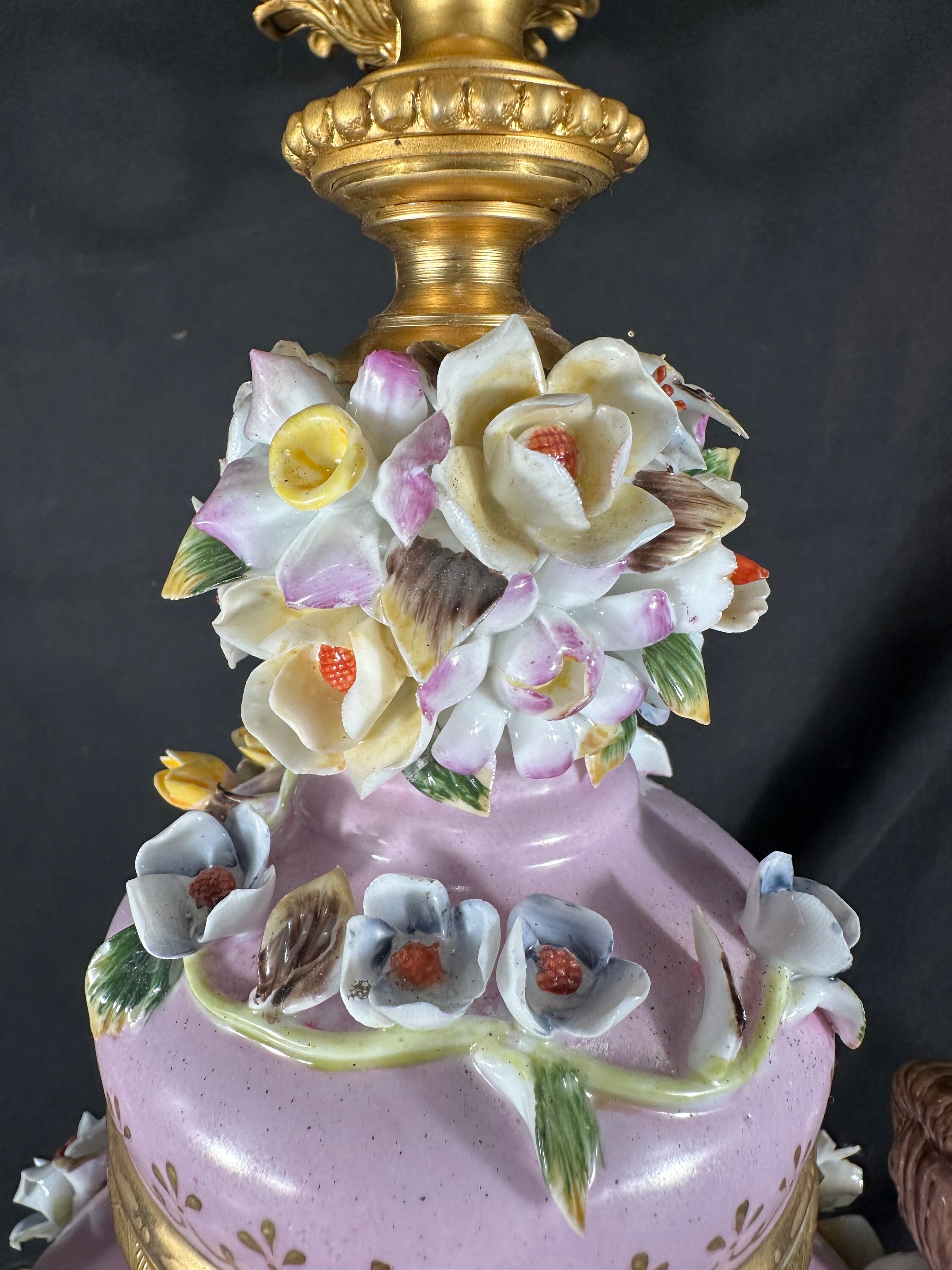 Neoclasical French Porcelain Pink Floral Candelabra - Etsy