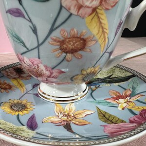 Grace Teaware Bird Floral Fine Porcelain Tea Cup and Saucer Set Shabby ...