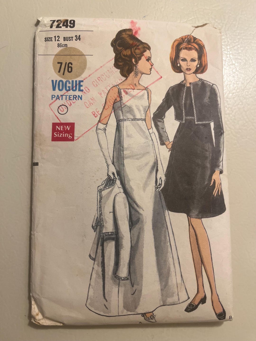 Vintage Evening Dress Sewing Pattern: Vogue 7249, Size 12 - Etsy