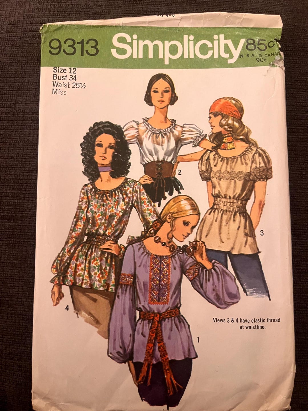1970s | Simplicity Sewing Pattern 9313 - Size 12: Blouse | Shirts ...