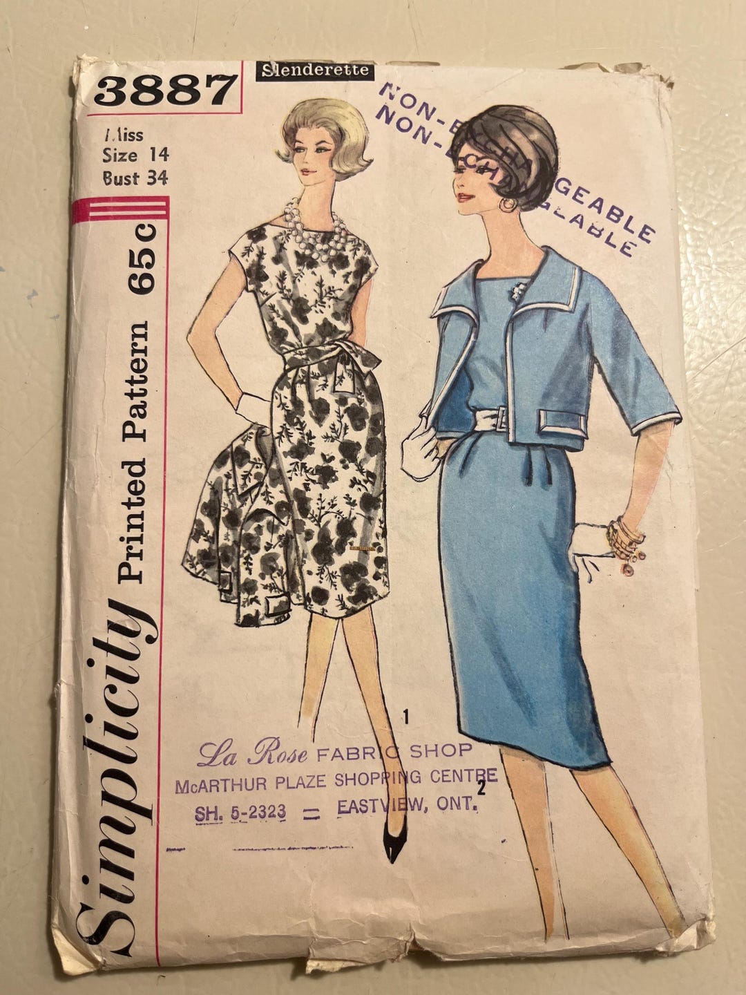 1960s | Simplicity 3887 | Size 14 | Dress and Jacket | Sewing Pattern ...