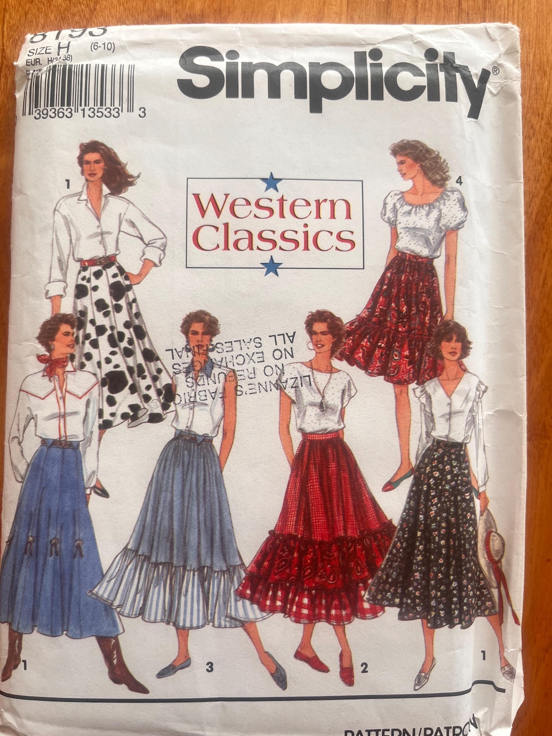 Simplicity 8193 | Vintage Sewing Pattern | Western Classic | Set of ...