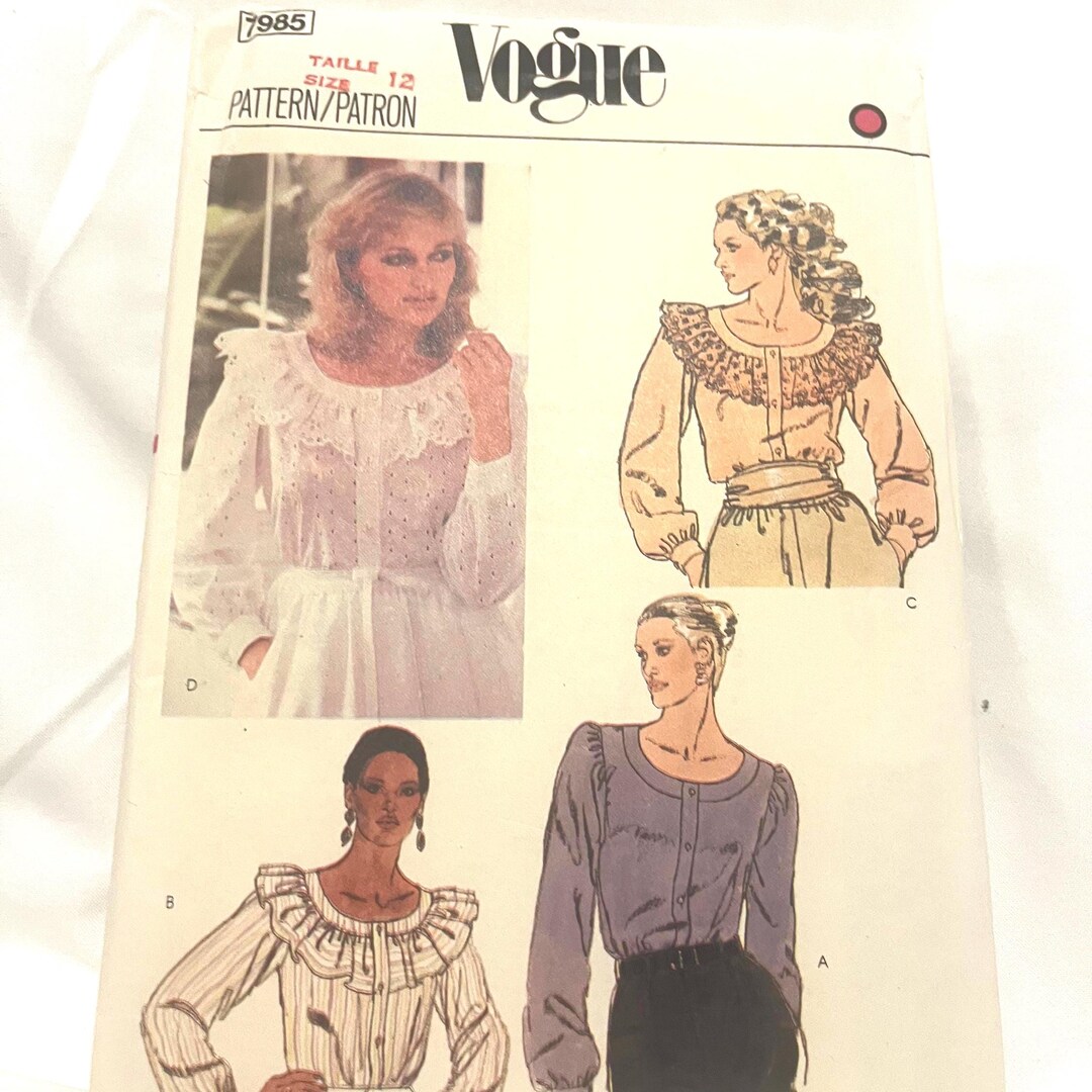 Vogue 7985, Vintage Sewing Pattern, Pattern for Blouses, Ruffled Blouse ...