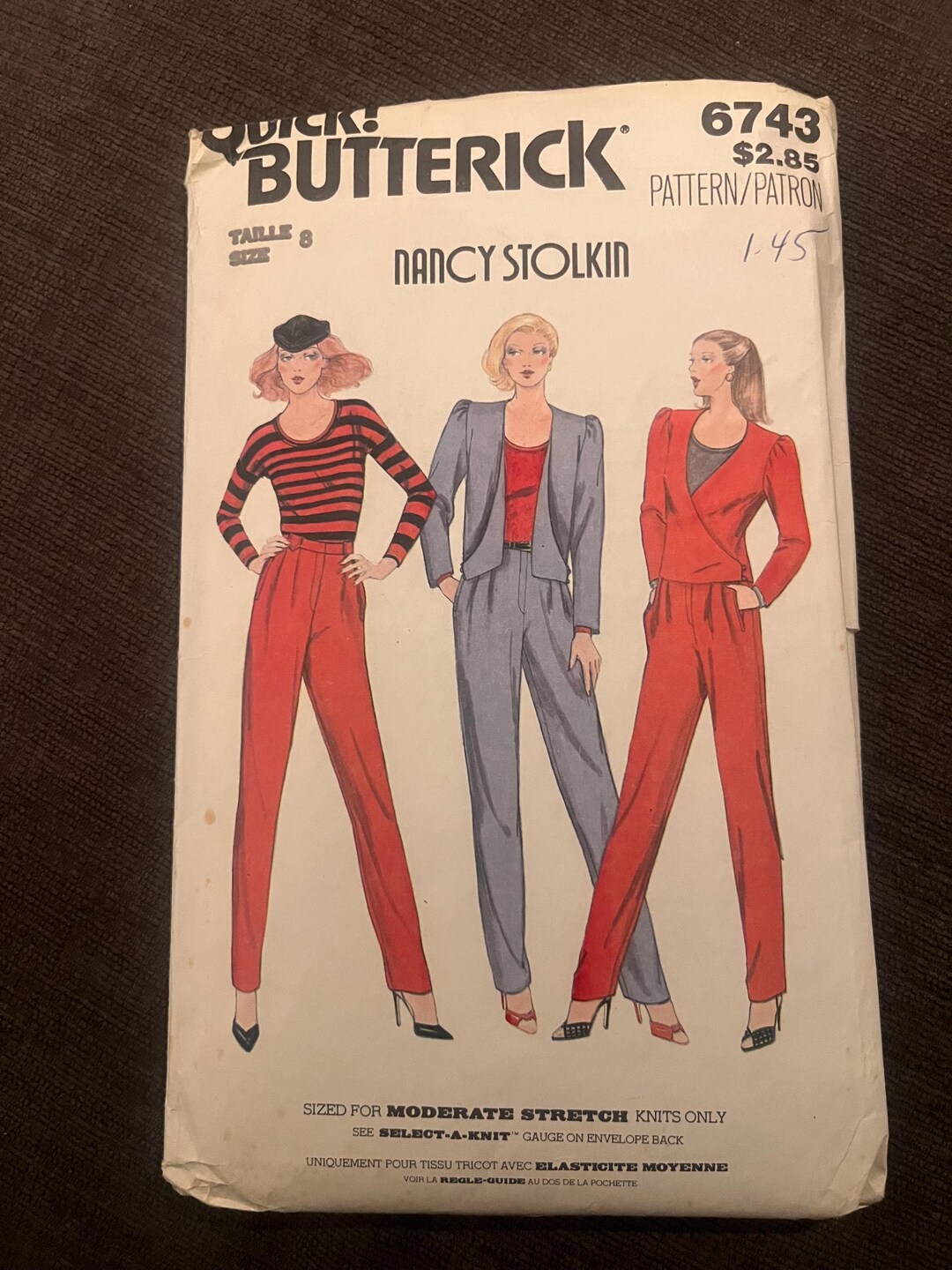 1980s Butterick 6743 Sewing Pattern | Jacket, Pants, Top, Size 8 - Etsy