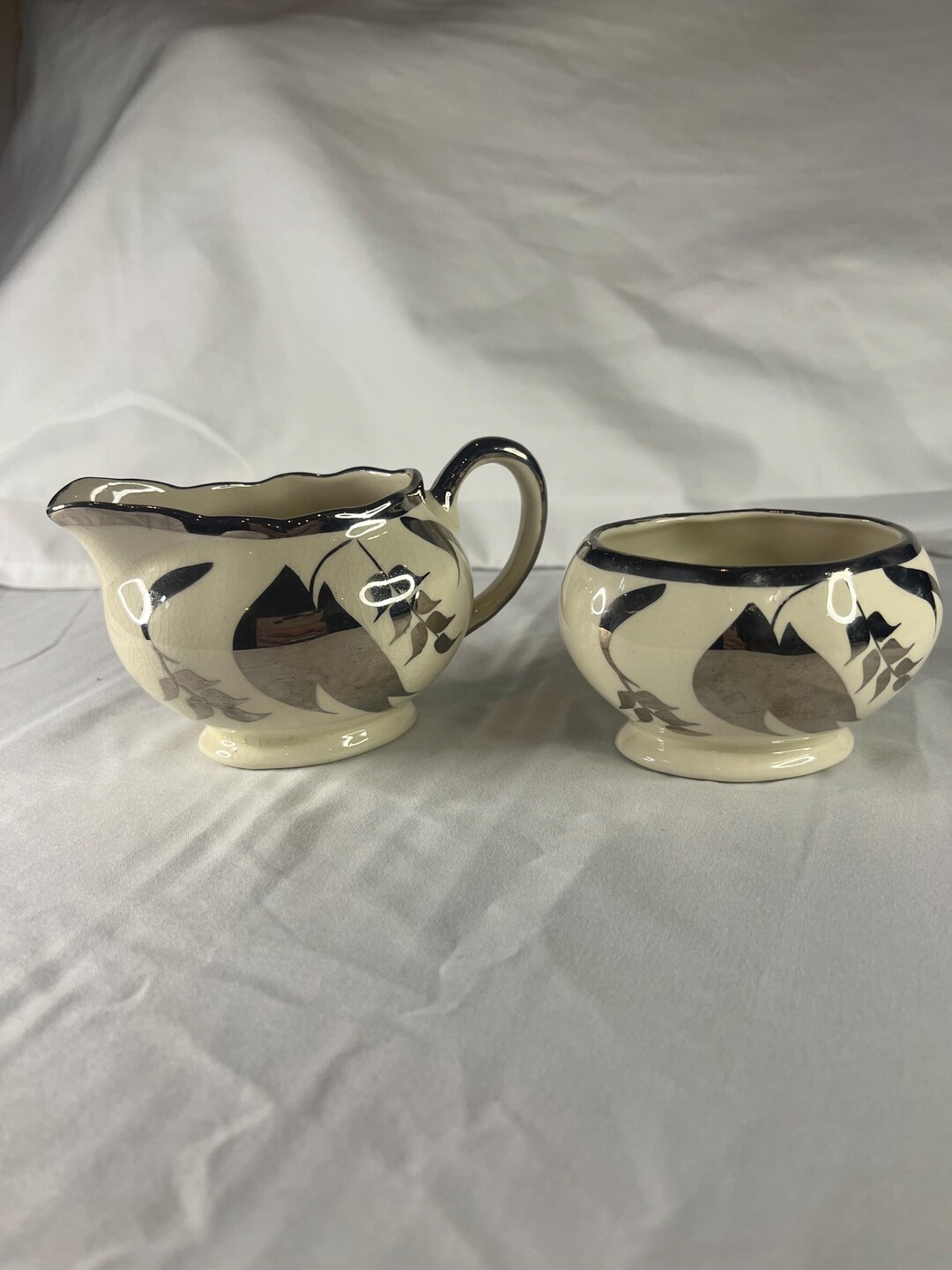 1940's Sandland Ware Handmade in England Lancaster SILVER LEAF LUSTER ...