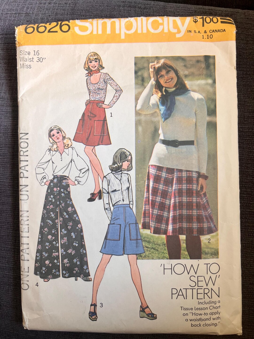 1974 | Simplicity 6626 | Miss Size 16 |sewing Pattern | Skirt and Pants ...