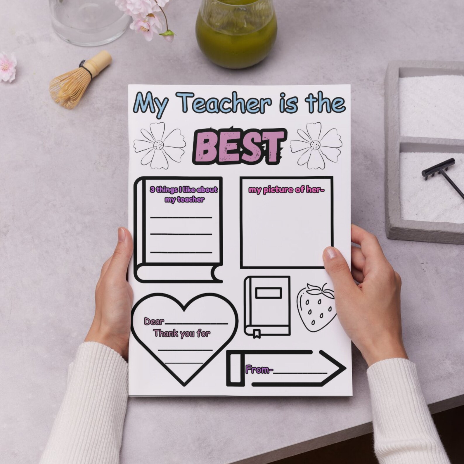 Teacher Appreciation Coloring Page Printable, Best Teacher Card Teacher ...