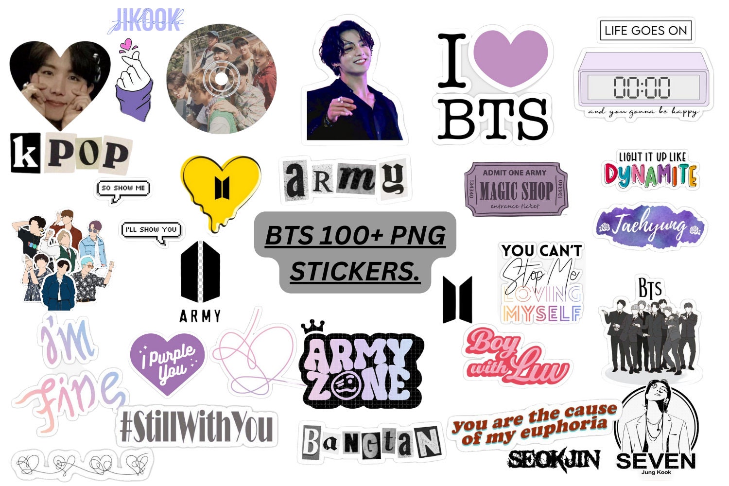 BTS Png Digital Print Bundle 100,agust D, Jungkook, Taehyung, Jimin,jin ...