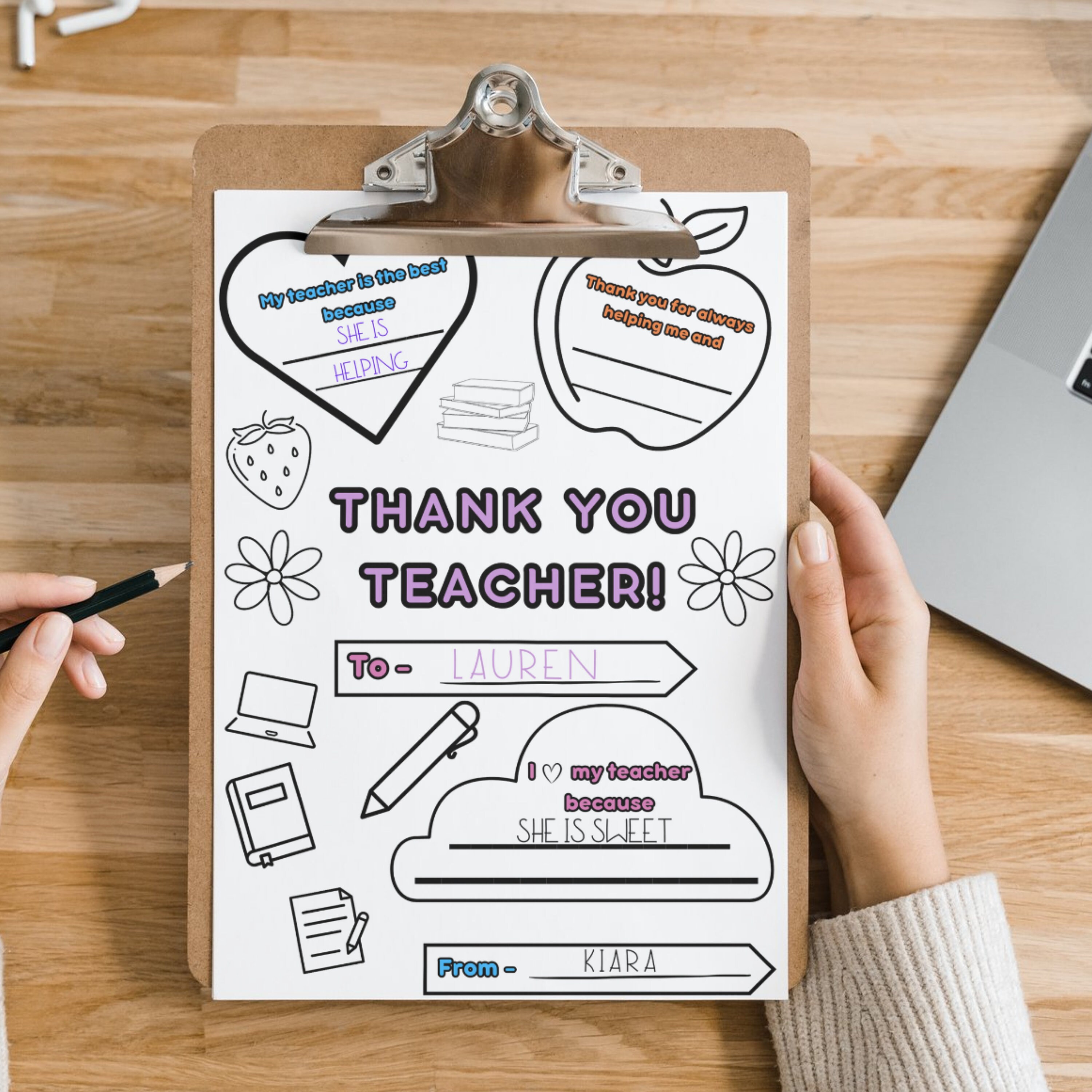 Teacher Appreciation Coloring Page Printable, Best Teacher Card Teacher ...