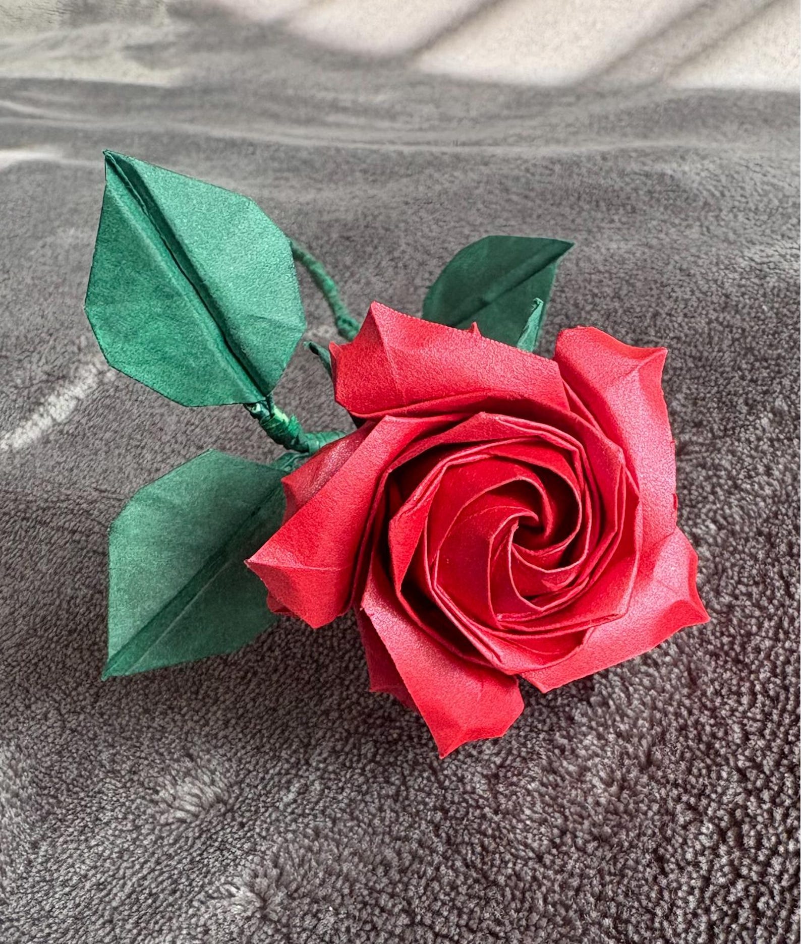 Handcrafted Origami Rose With Stem and Calyx - Etsy