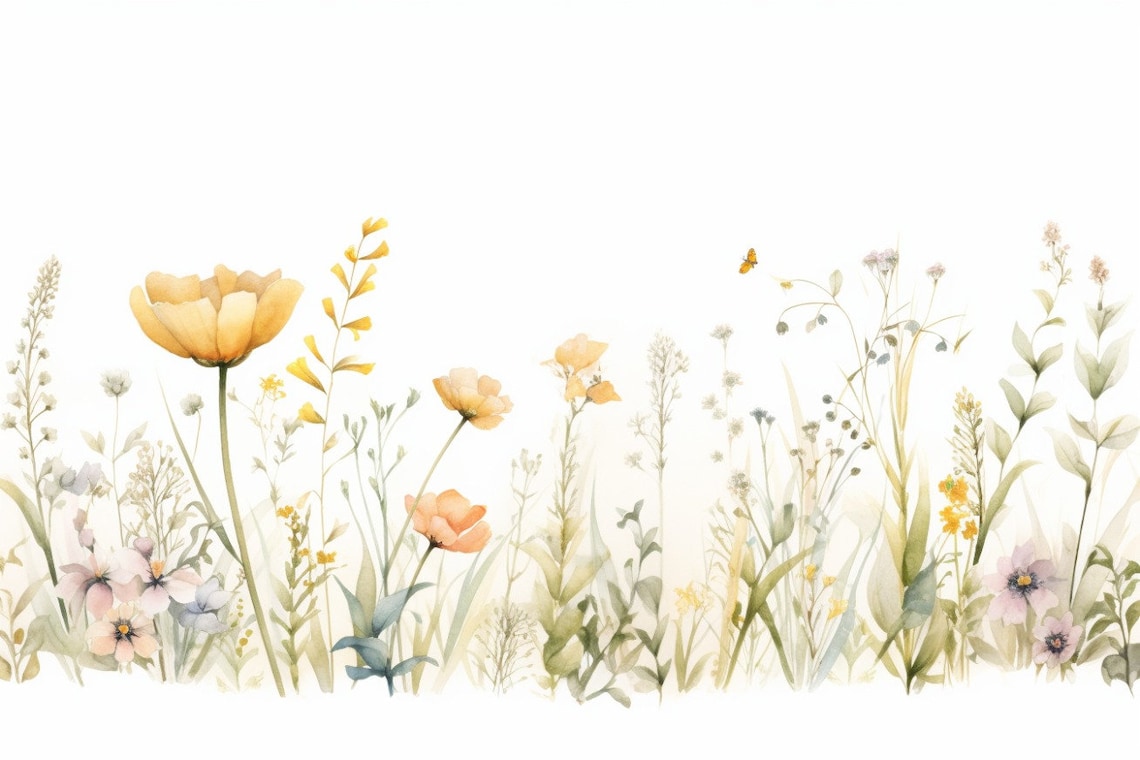 Spring Watercolor Floral Borders, Instant Download, Digital Watercolor ...