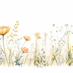 Spring Watercolor Floral Borders, Instant Download, Digital Watercolor ...