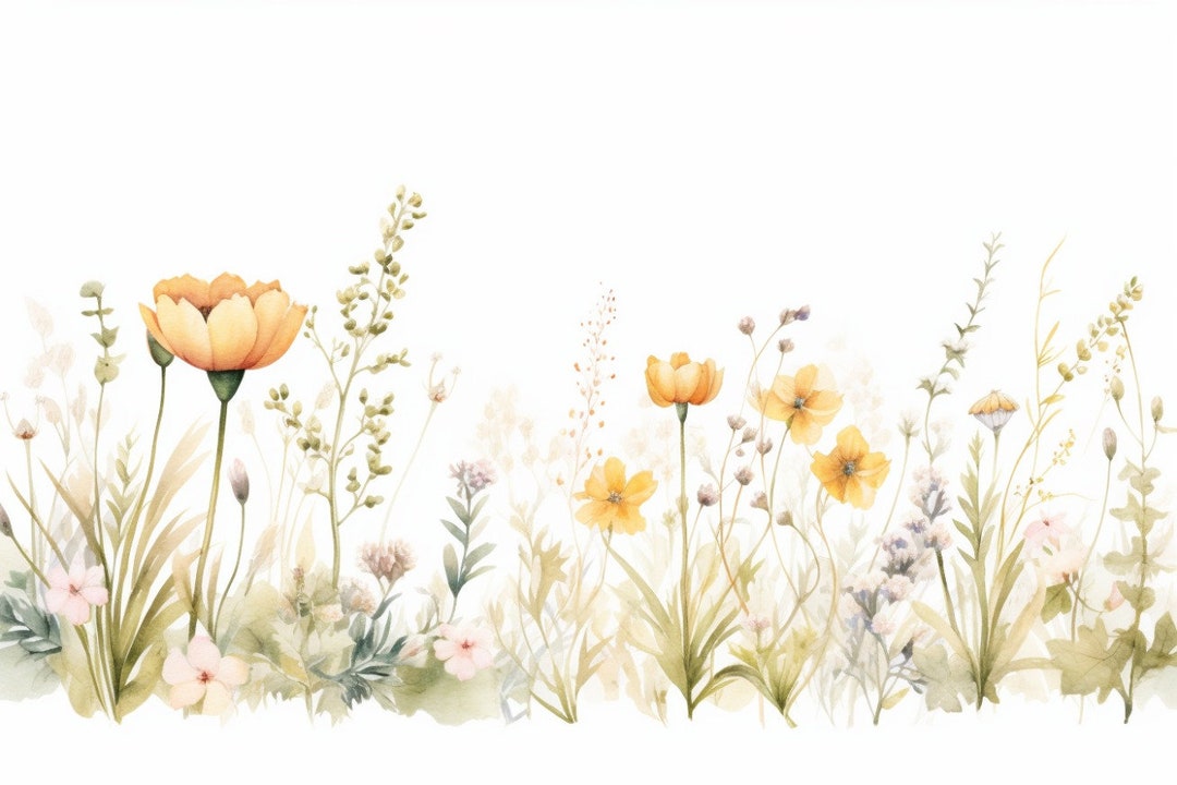 Spring Watercolor Floral Borders, Instant Download, Digital Watercolor ...