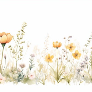 Spring Watercolor Floral Borders, Instant Download, Digital Watercolor ...