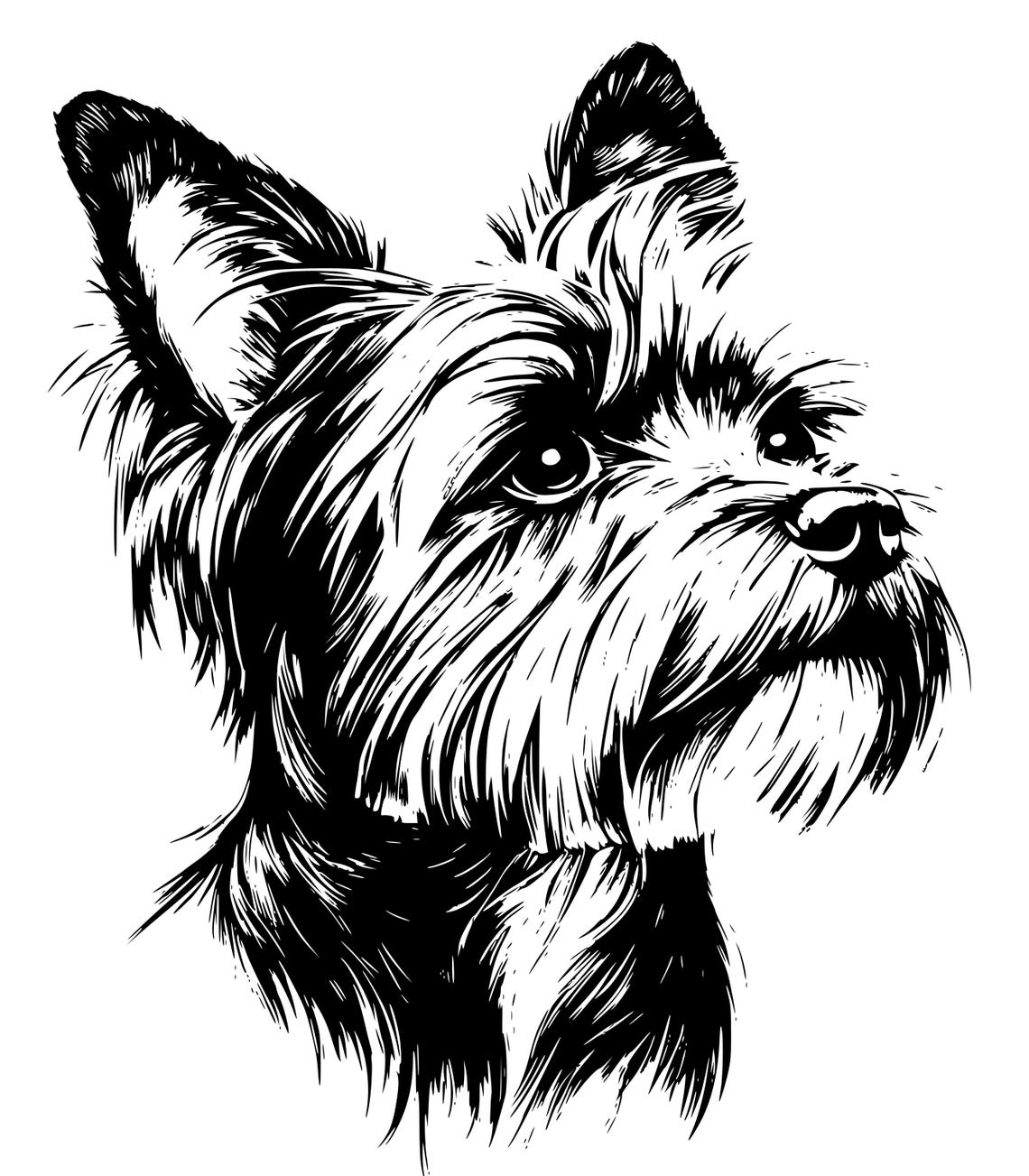 Yorkie Digital Portrait Dog Design Memorial Gift Memory Art Puppy ...
