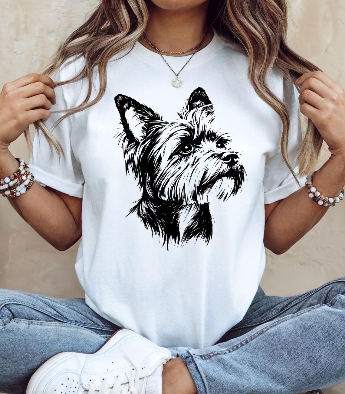 Yorkie Digital Portrait Dog Design Memorial Gift Memory Art Puppy ...