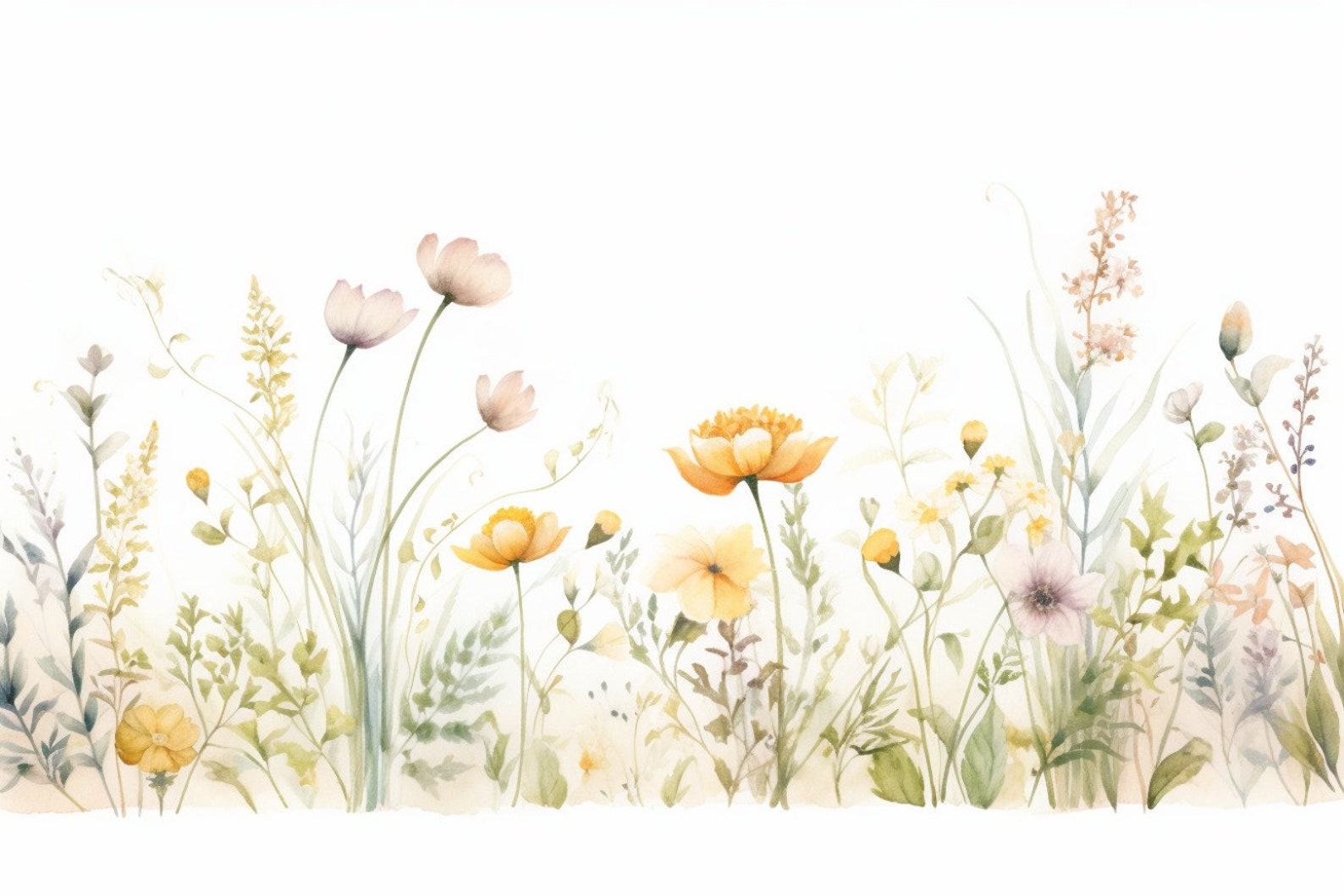 Spring Watercolor Floral Borders, Instant Download, Digital Watercolor ...