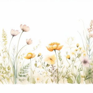 Spring Watercolor Floral Borders, Instant Download, Digital Watercolor ...