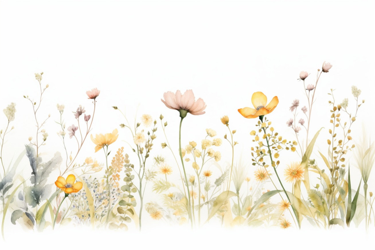 Spring Watercolor Floral Borders, Instant Download, Digital Watercolor ...