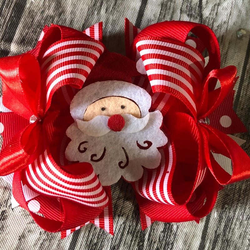 Santa Hair Bow - Etsy