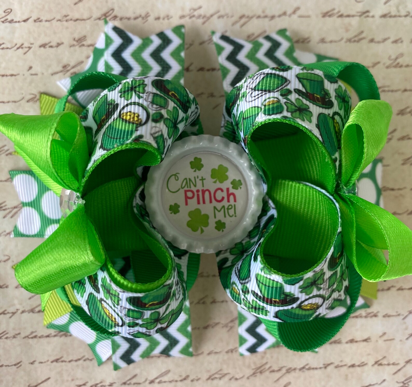 St Patricks Day Shamrock Hair Bow, Green Clover Clip, St Patrick's Hair ...