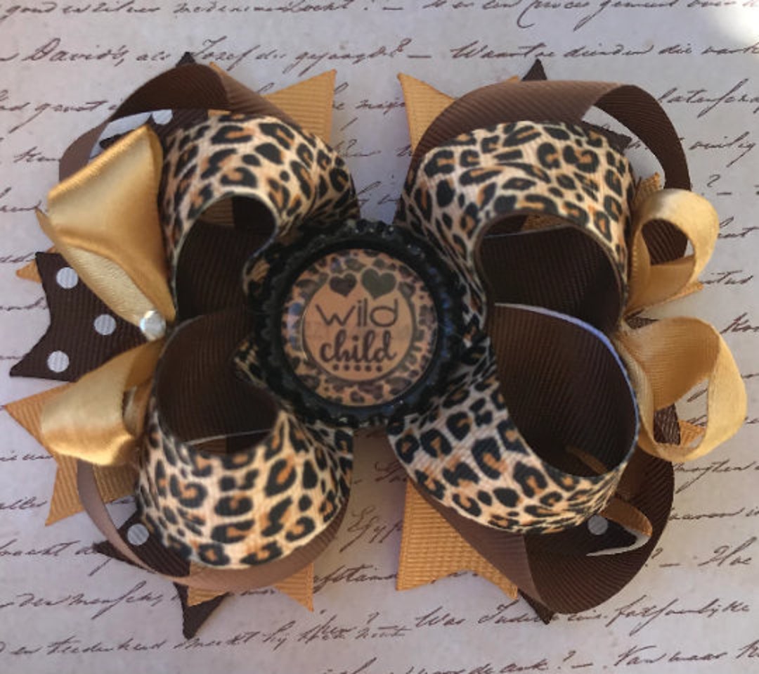 Leopard Hair Bow Cheetah Animal Print Girls Bow Toddler Clip Hair Bows ...