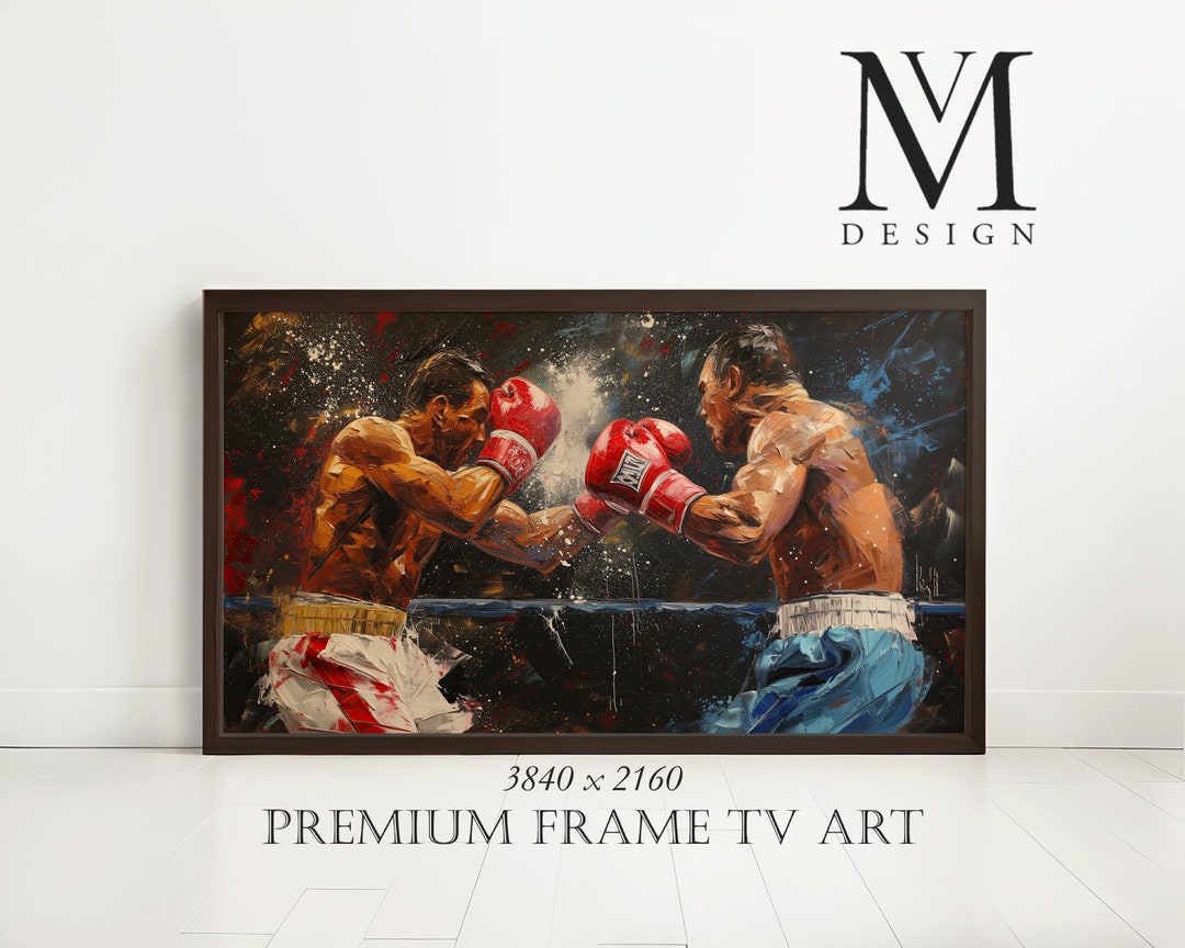 Dynamic Boxing Match Artwork, Textured Digital Oil Painting for Samsung ...