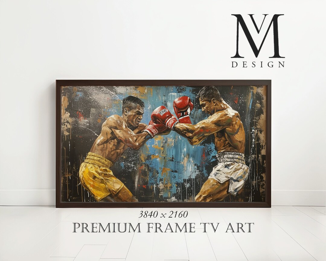 Dynamic Boxing Match Oil Painting, Samsung Frame TV Art, Sports Digital ...