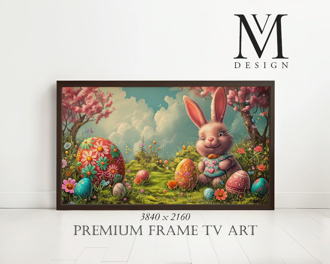 Cute Pink Easter Bunny Digital Art for Samsung Frame TV, Spring Decor ...