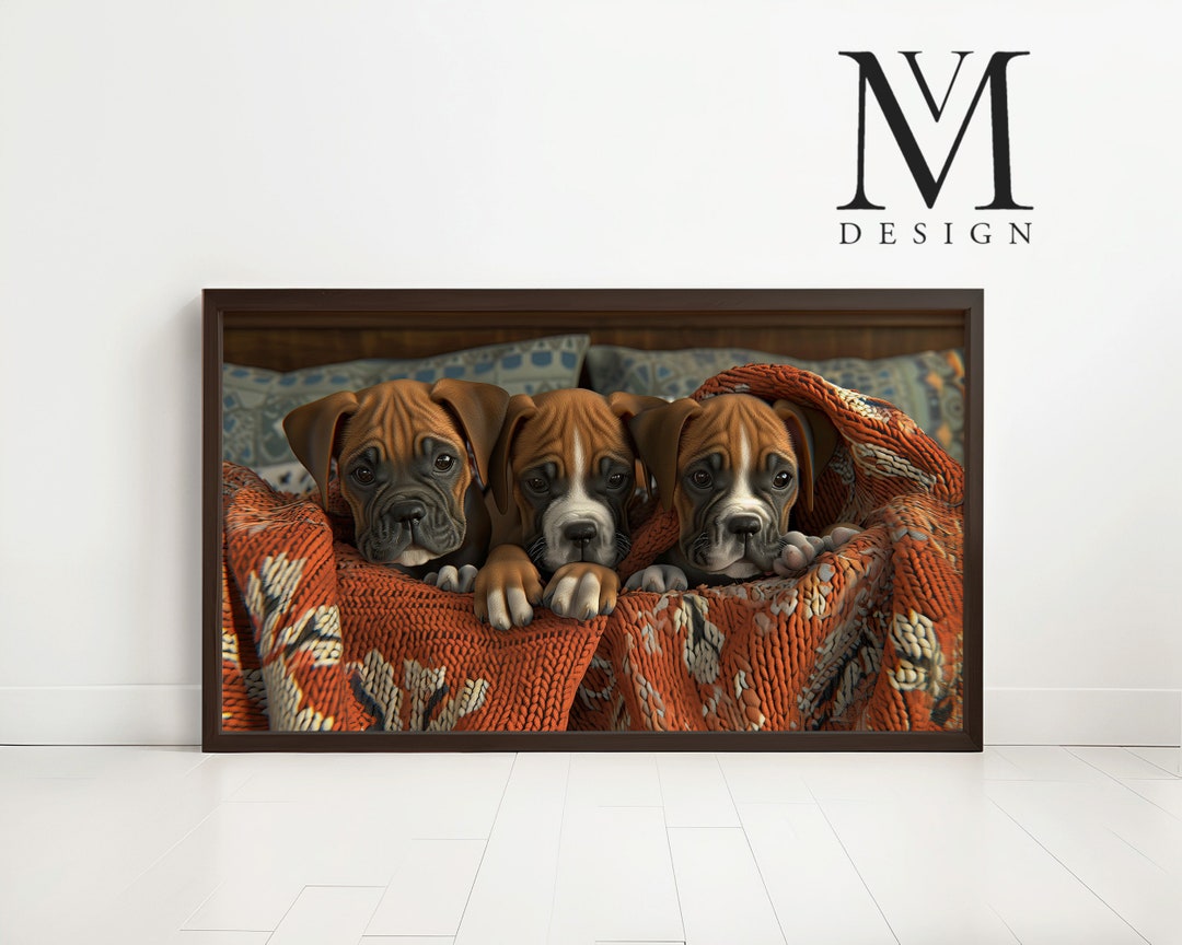 3D Boxer Puppies Digital Art for Samsung Frame TV, Cute Dog Decor ...