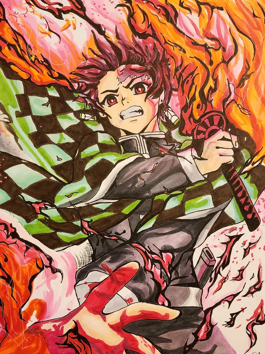 Demon Slayer Artwork Set originals - Etsy
