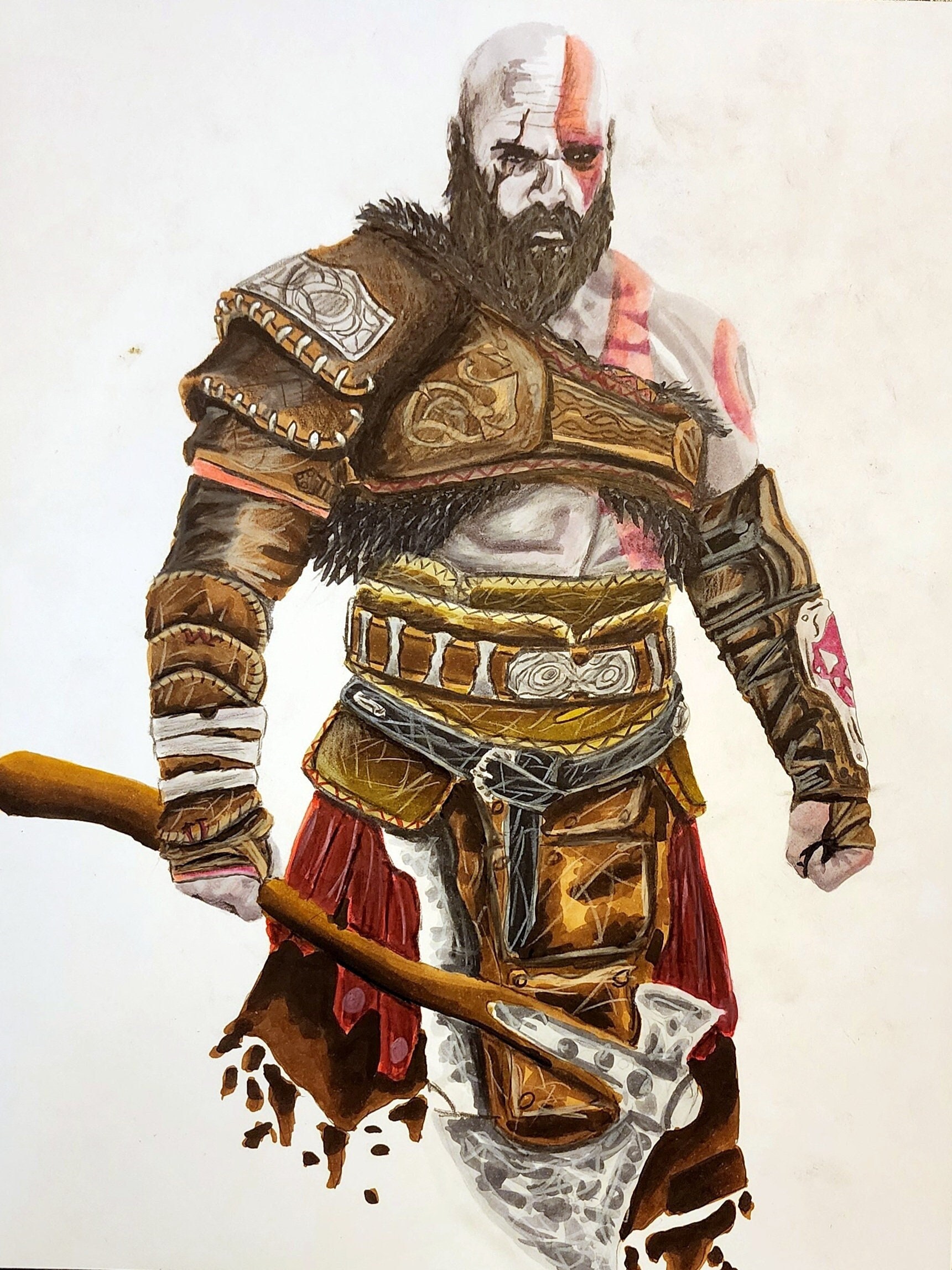 God of War RAGNARÖK Kratos Artwork original - Etsy