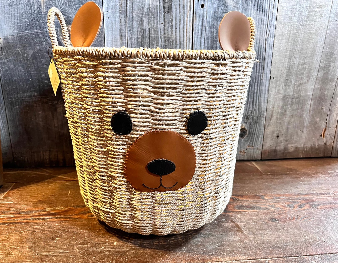 Big Bear Hamper Handwoven With Leather Features-woven in Seagrass on a ...