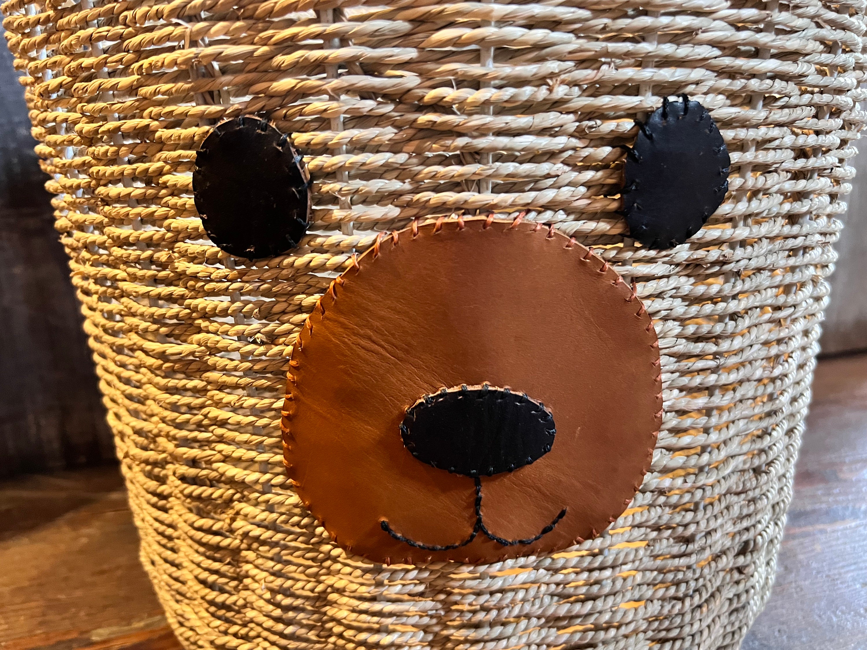 Big Bear Hamper Handwoven With Leather Features-woven in Seagrass on a ...