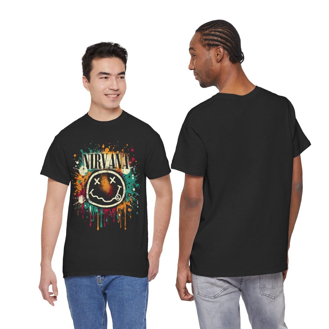Nirvana Smiley Drip Paint T-shirt | Grunge Band Tee - Etsy