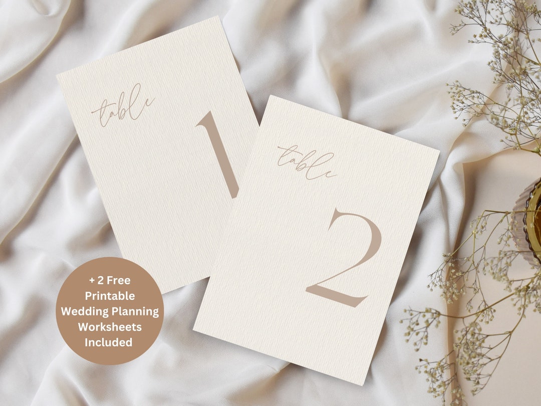 Elegant Wedding Table Numbers, Wedding Table Numbers Modern, Printable ...