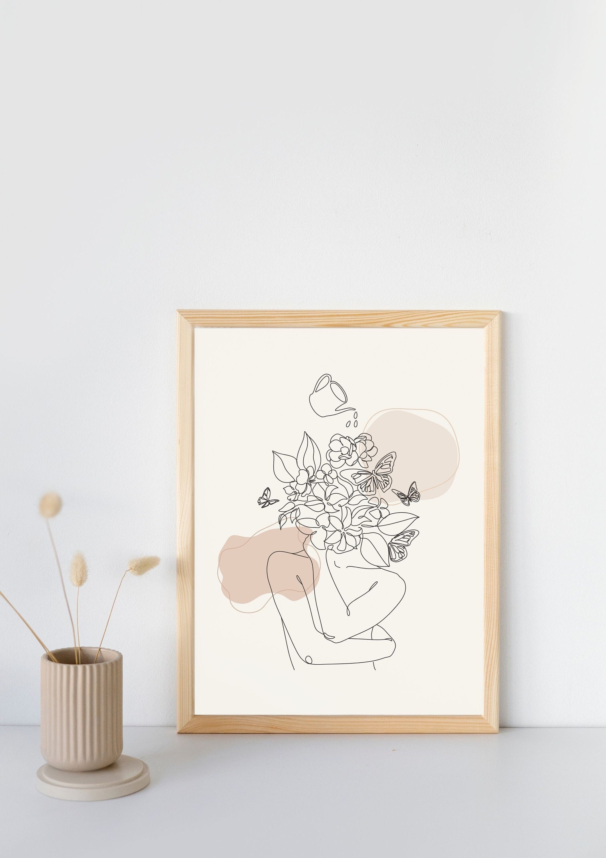 Self Love Line Art Print, Self Care Wall Art, Feminine Wall Art, Mental ...