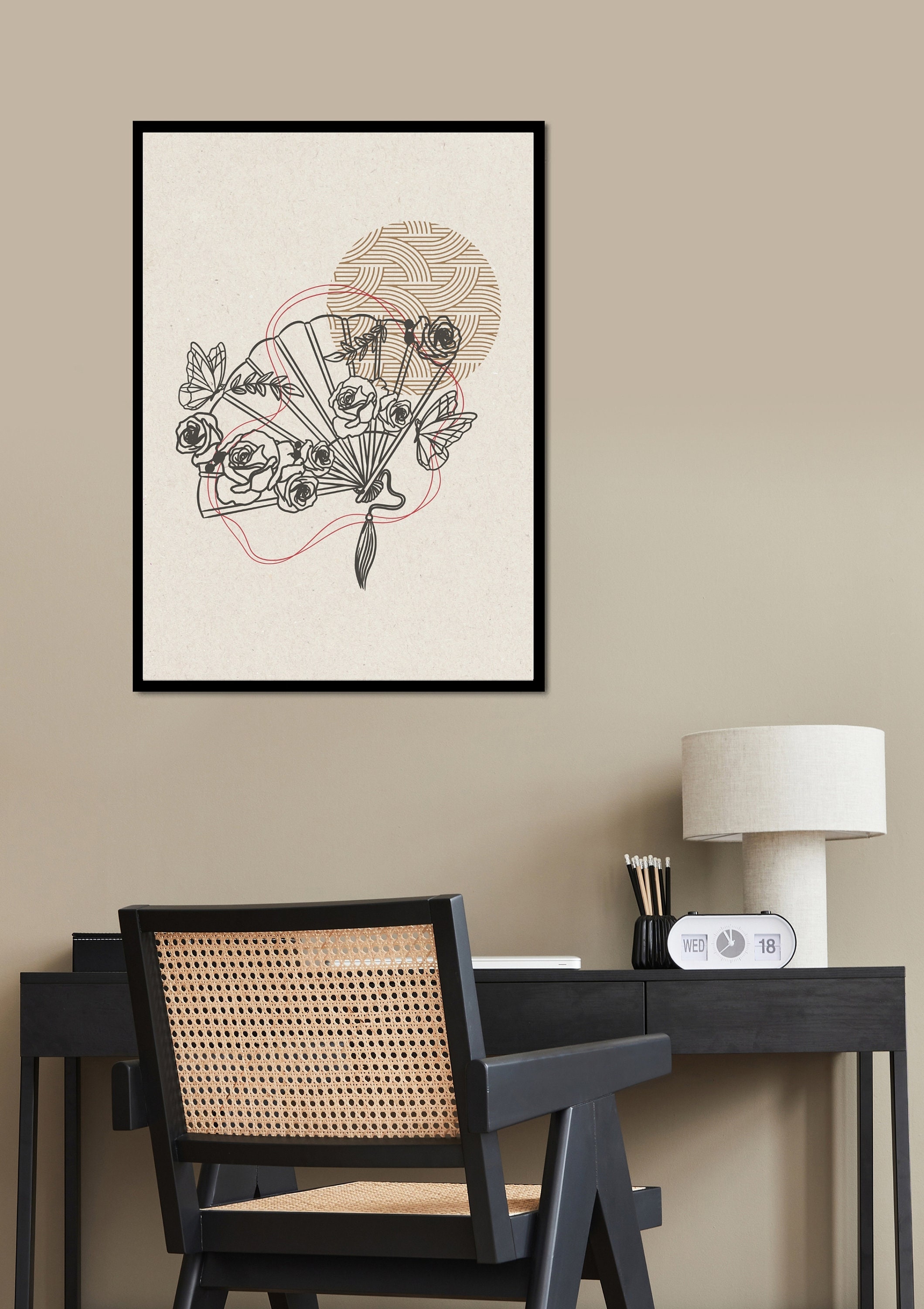 Japandi Wall Art Beige Black, Japandi Art Print, Asian Wall Art, Asian ...