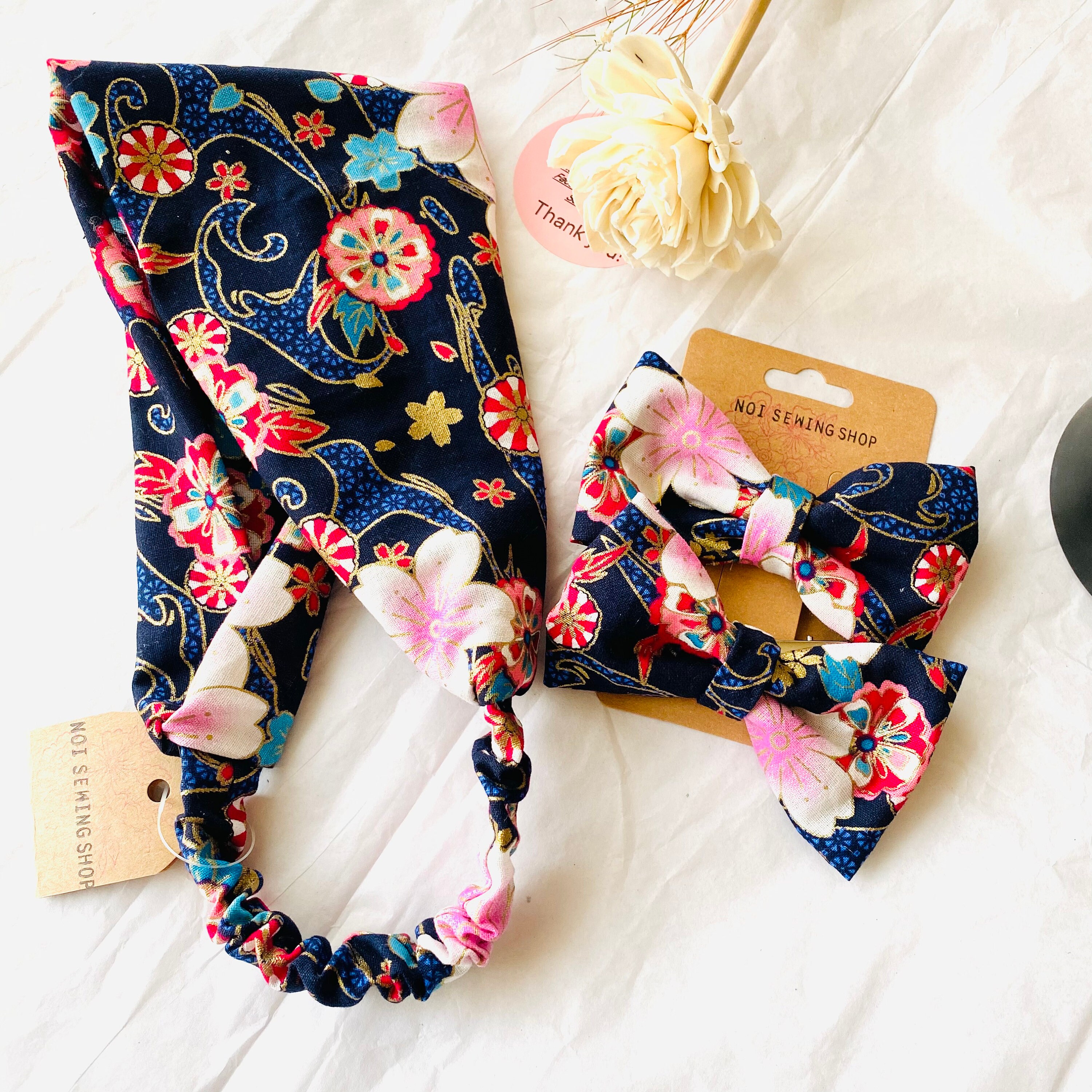 Mom and Daughter Matching Hair Accessories, Japanese Floral Print Hair ...