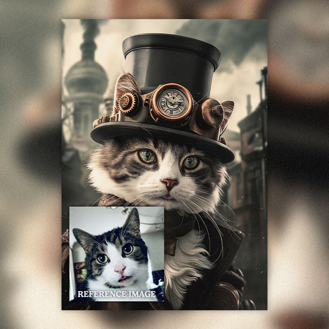 Custom Steampunk Pet Portrait Digital Download - Etsy