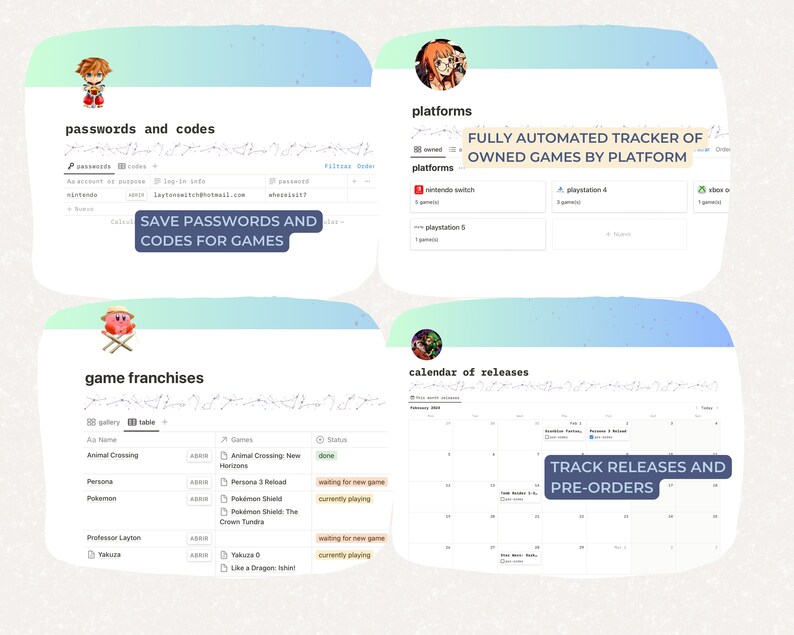 Notion Template Aesthetic Video Game Collection Tracker for Gamers ...