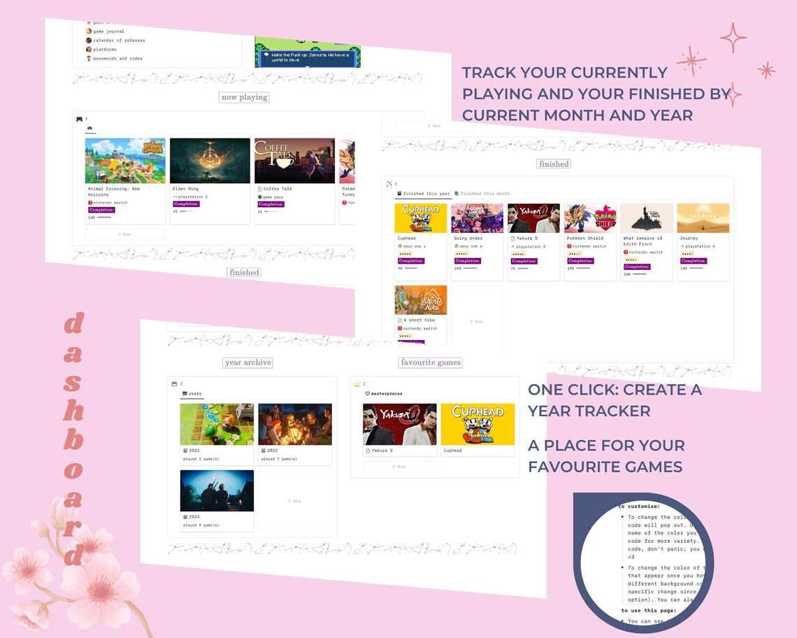 Notion Template Aesthetic Video Game Collection Tracker for Gamers ...