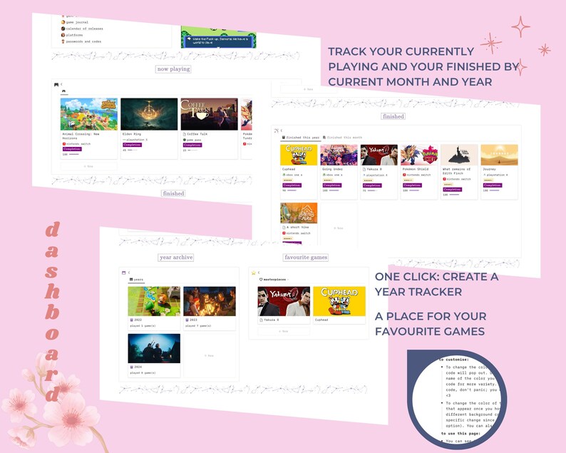Notion Template Aesthetic Video Game Collection Tracker for Gamers ...