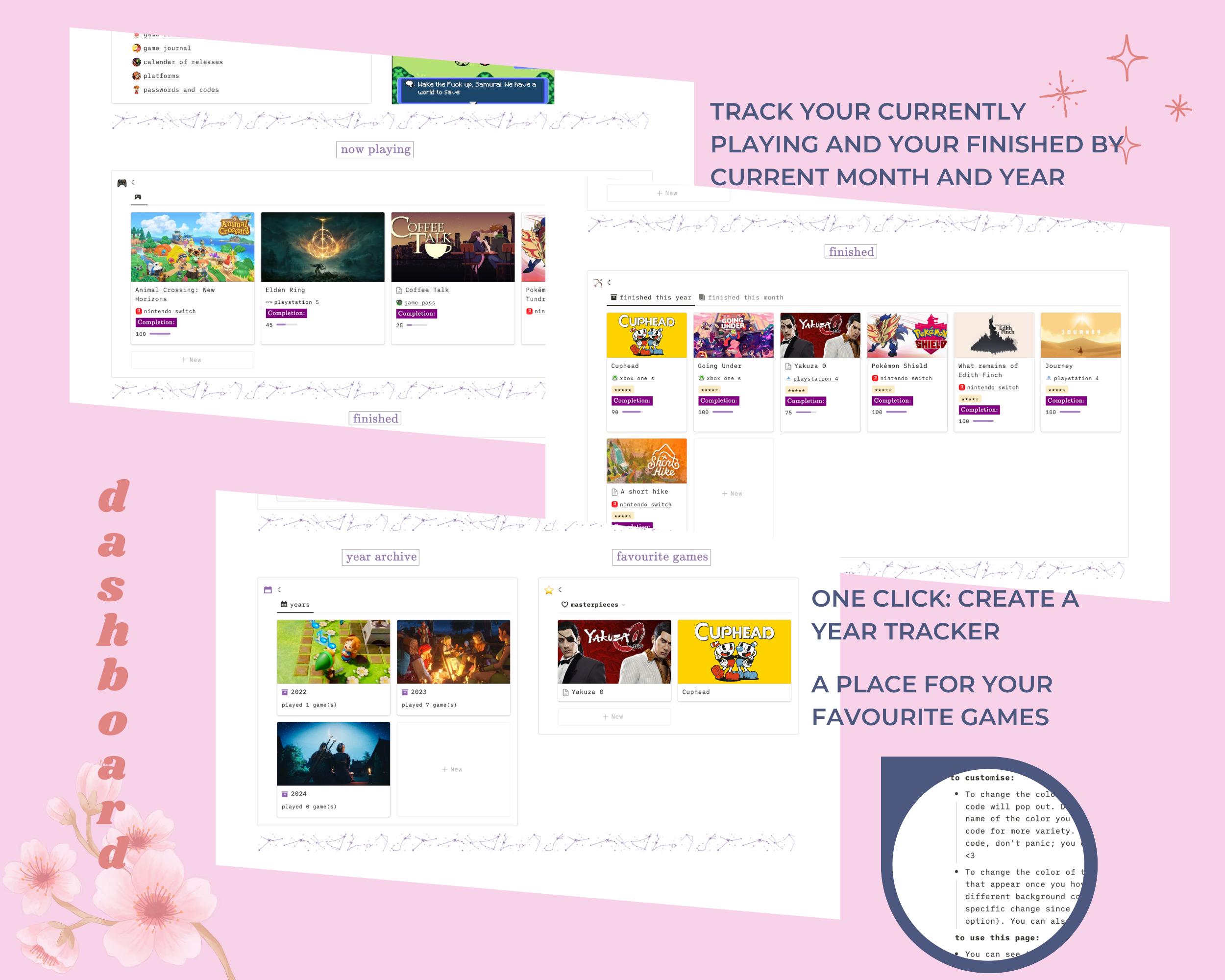Notion Template Aesthetic Video Game Collection Tracker for Gamers ...